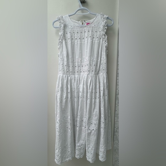 kate spade | Dresses | Kate Spade White Floral Eyelet Dress With Ruffle ...
